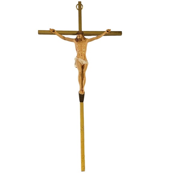 Wall Decor | Vintage Inri Crucifix Brass Minimal Wall Cross Art 1 ...